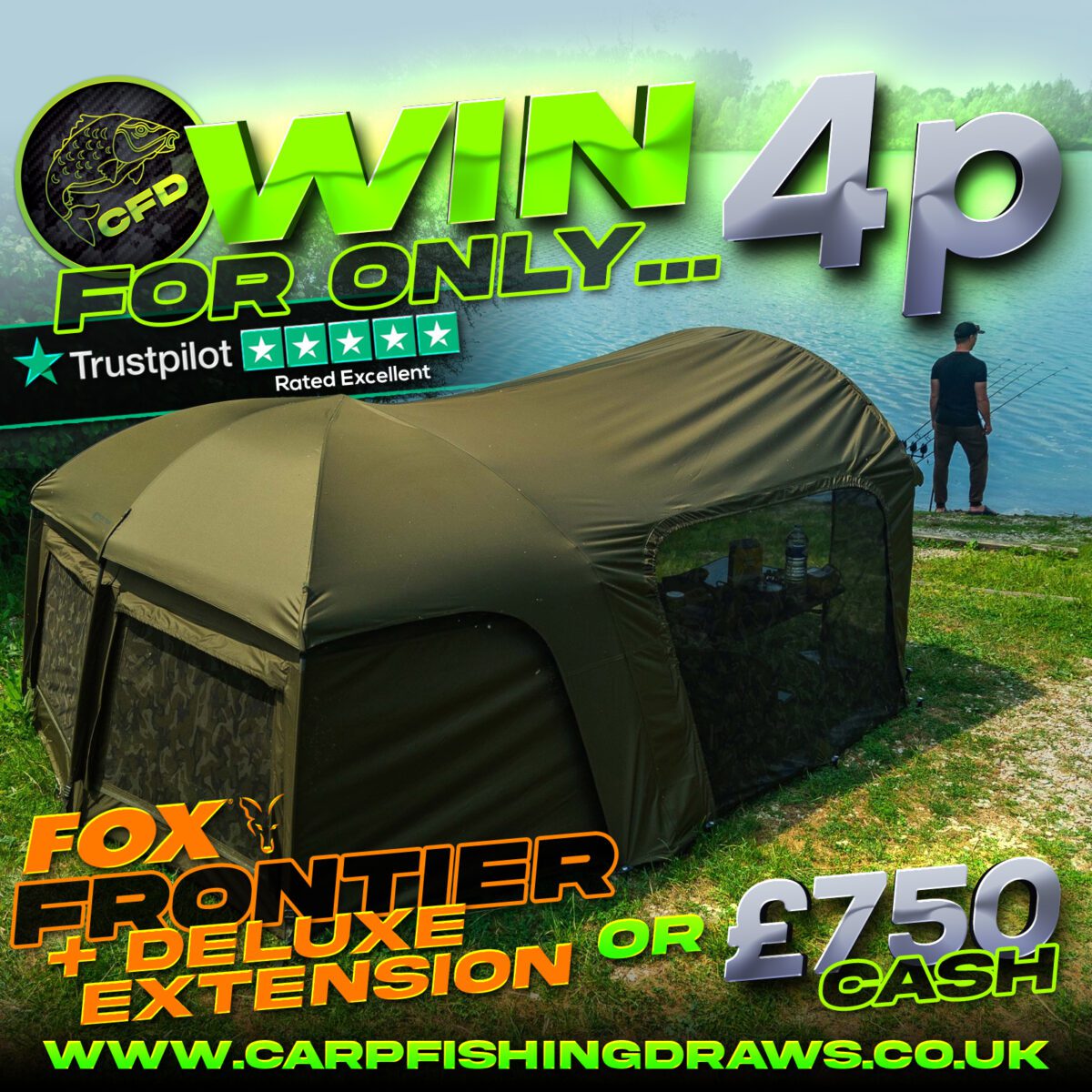 Fox Frontier Bivvy + Deluxe Extension for 4p!! – Carp Fishing Draws