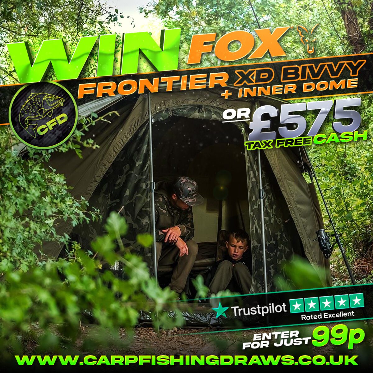 Fox Frontier XD Bivvy + Inner Dome – Carp Fishing Draws