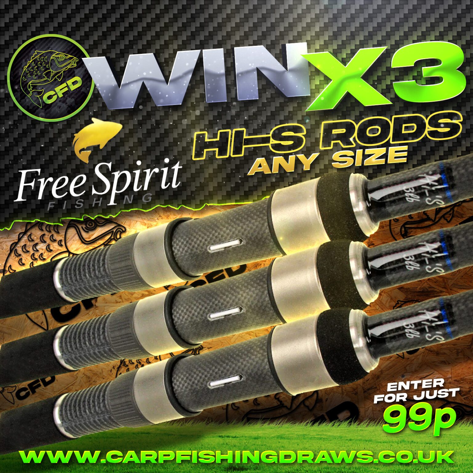 £1,600 tax-free cash or 3x Free Spirit Hi S Rods – Choose any size ...