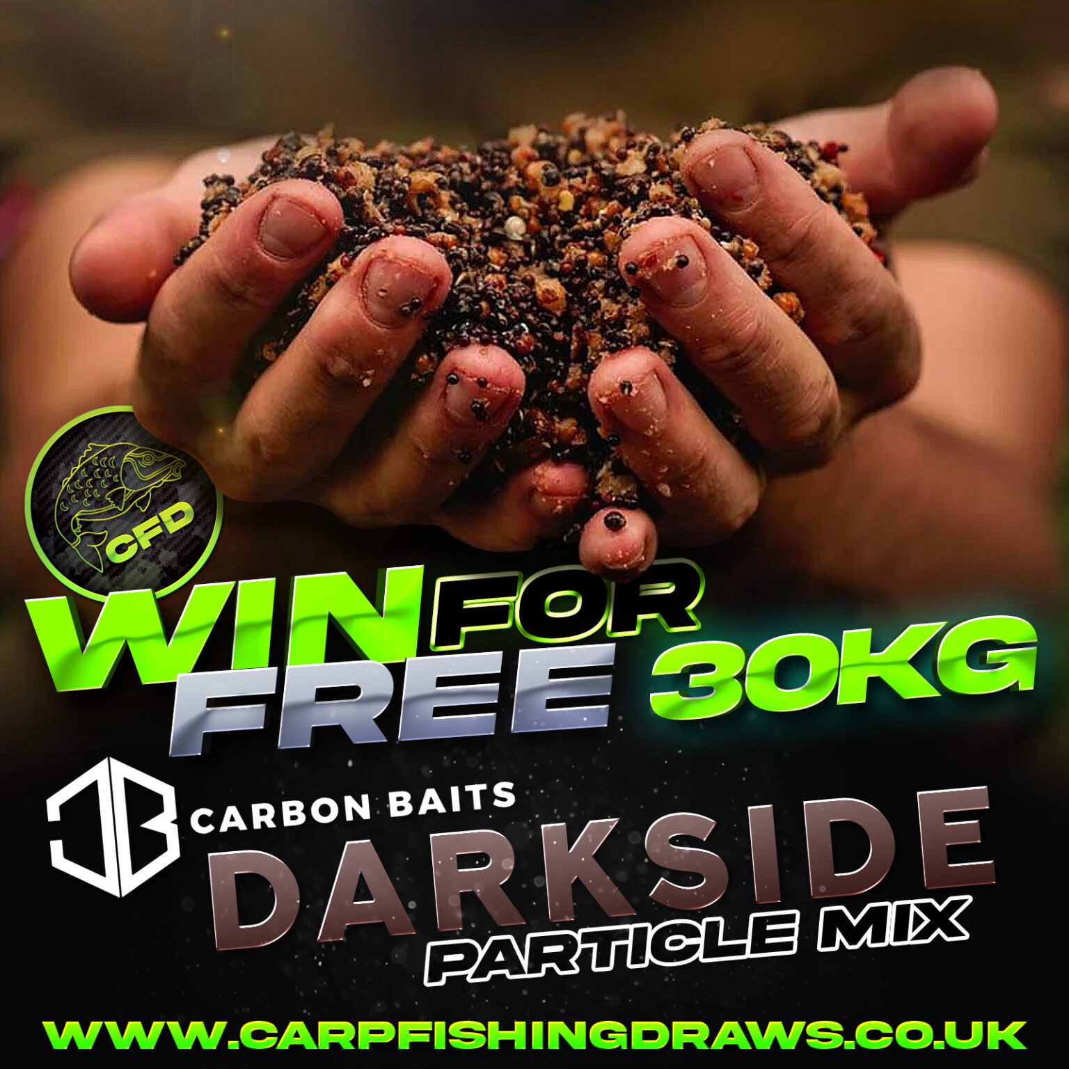 FREE ENTRY DRAW – 30kg Carbon Baits Darkside Particle – Carp Fishing Draws