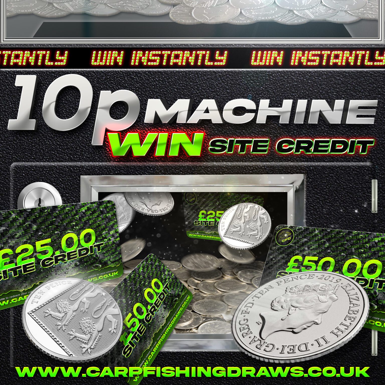10p Machine – 600+ Instant Wins!!! – Carp Fishing Draws