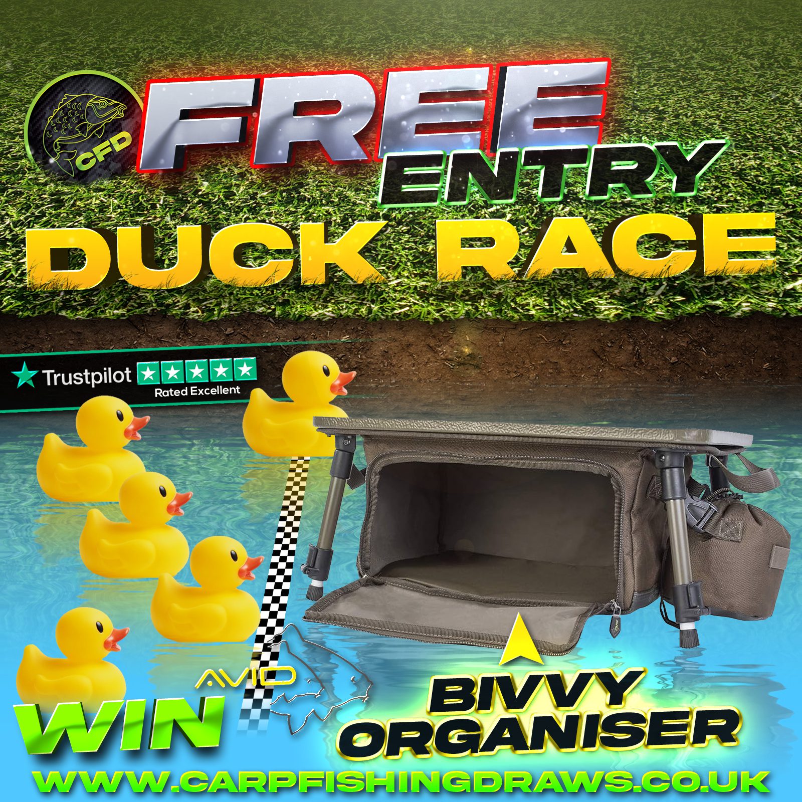 FREE ENTRY DUCK RACE – Avid Carp Bivvy Organiser – Carp Fishing Draws