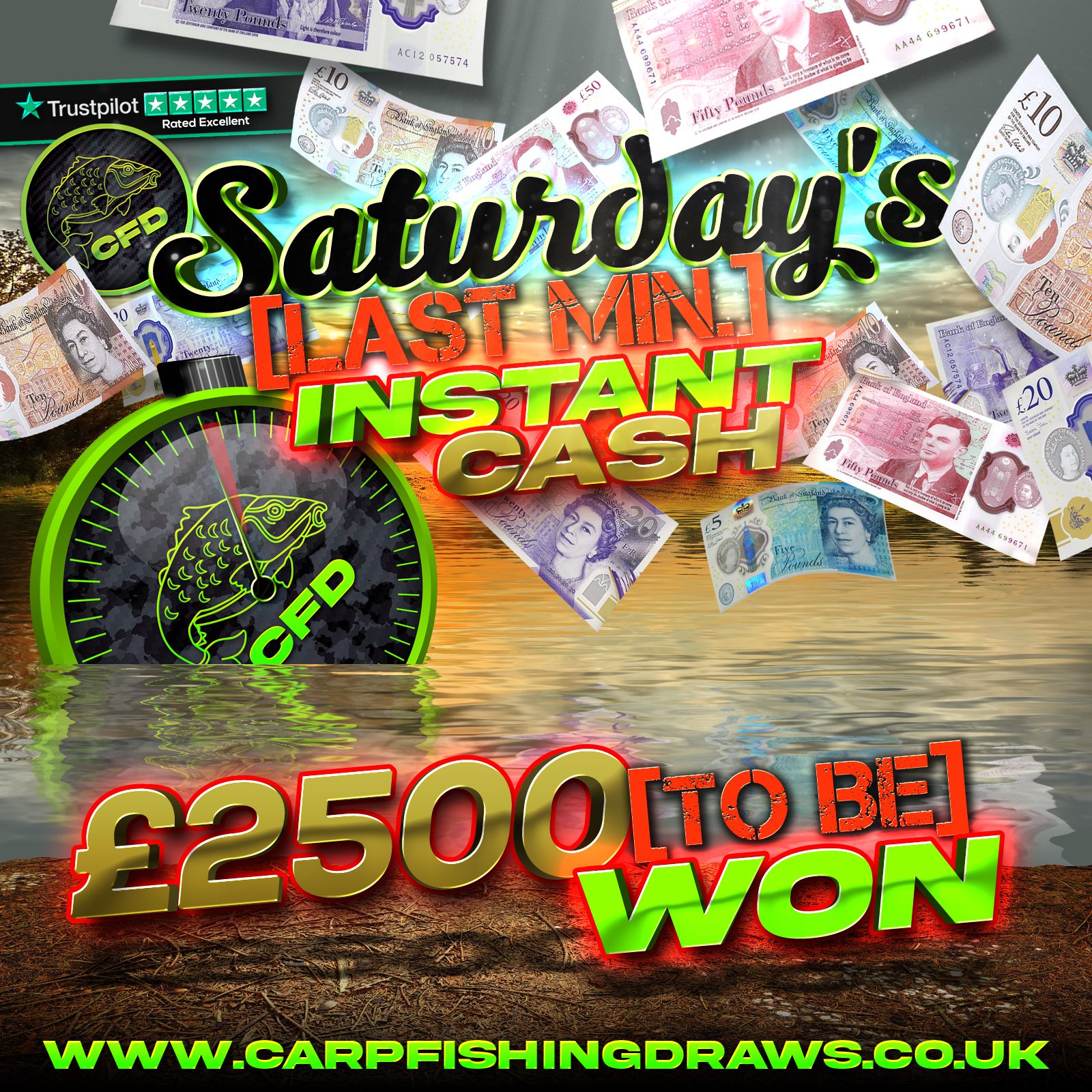 [Last Min. Instant Cash] £2,500 to be won!! – Carp Fishing Draws