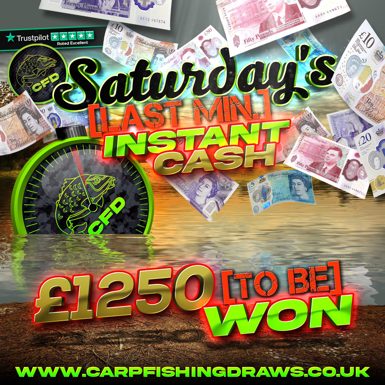 [Last Min. Instant Cash] £1,250 to be won!! – Carp Fishing Draws