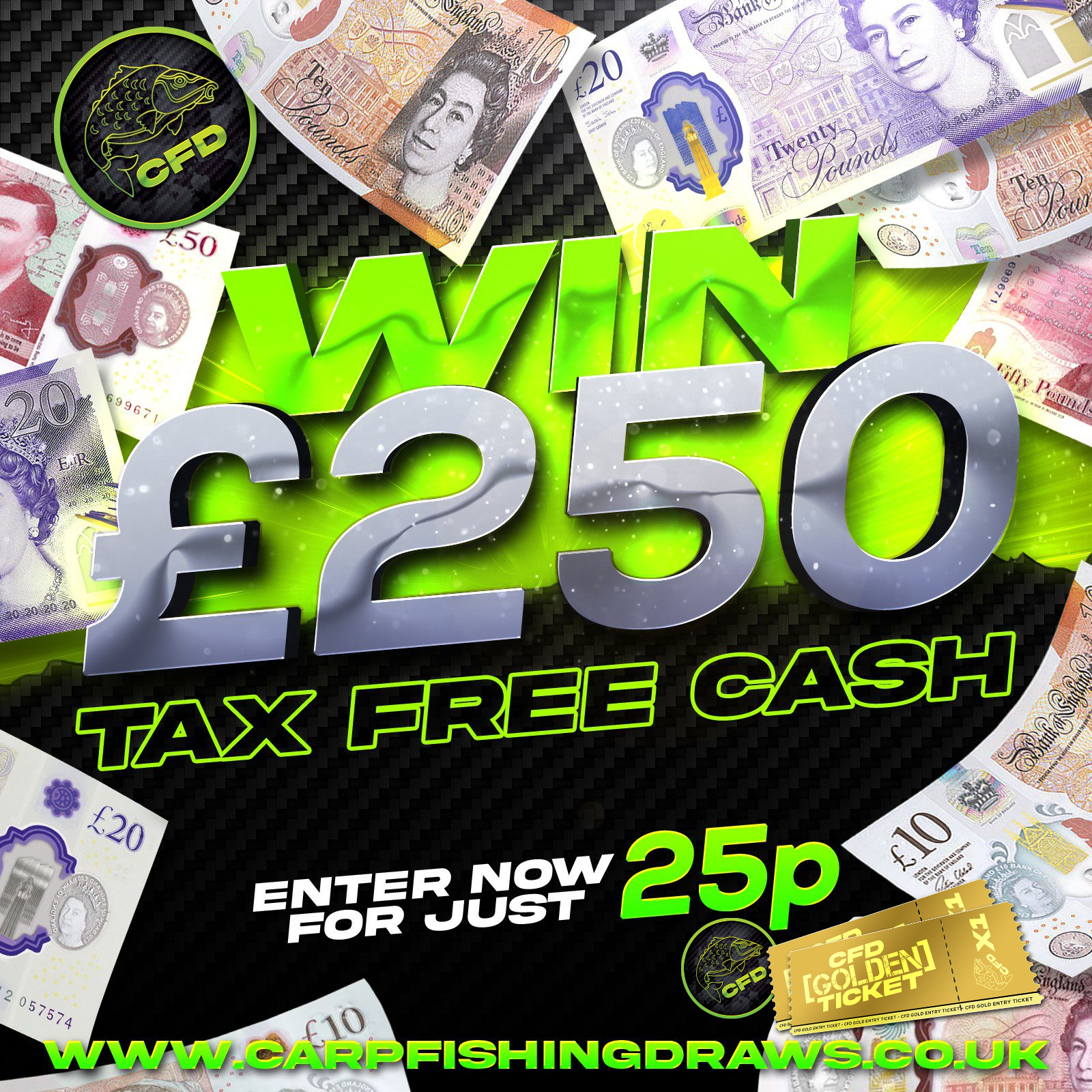 [2x GOLDEN TICKET INSTANT WINS] £250 tax-free cash for 25p – Carp ...