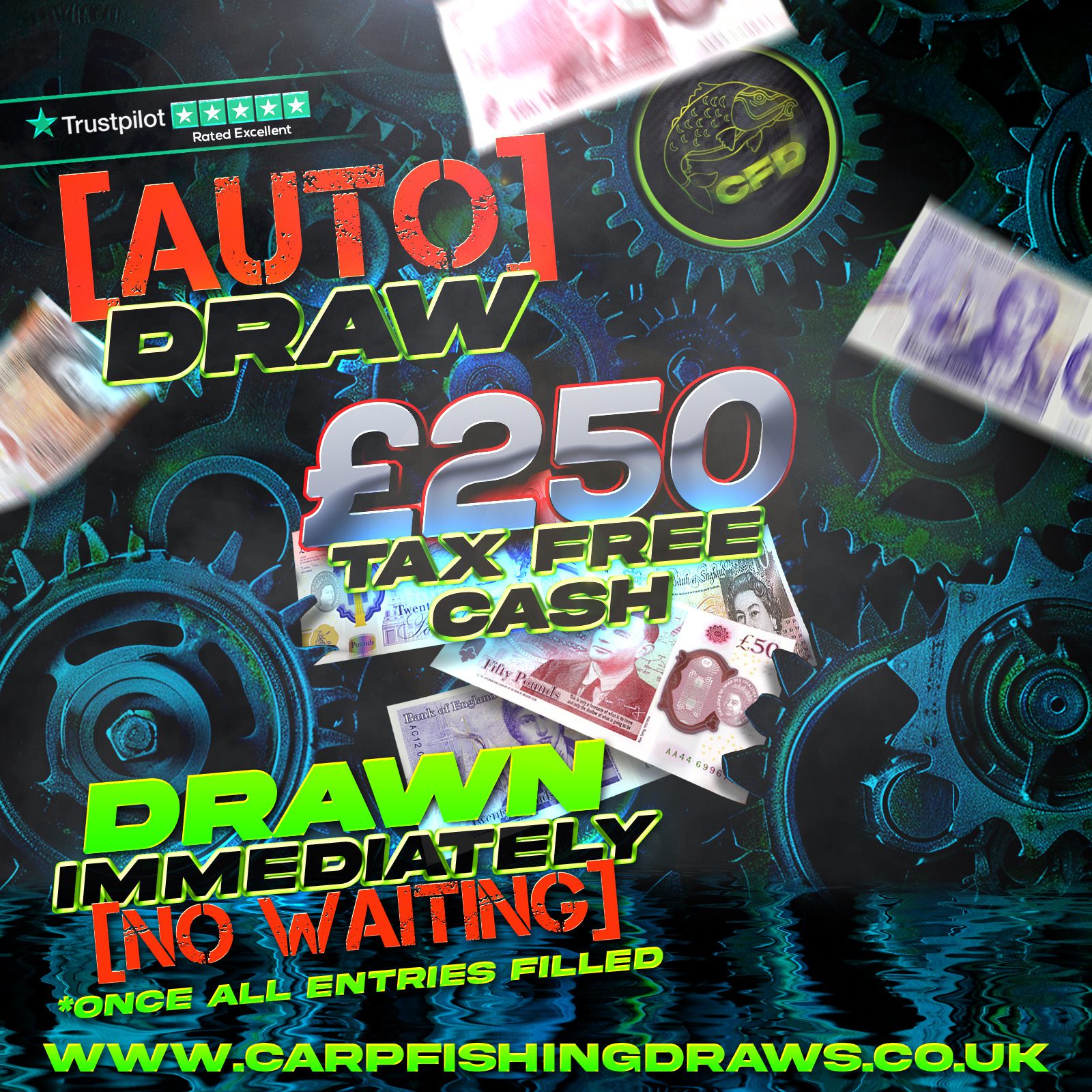 ⚙️ [AUTO DRAW] £250 Tax-Free Cash – Carp Fishing Draws