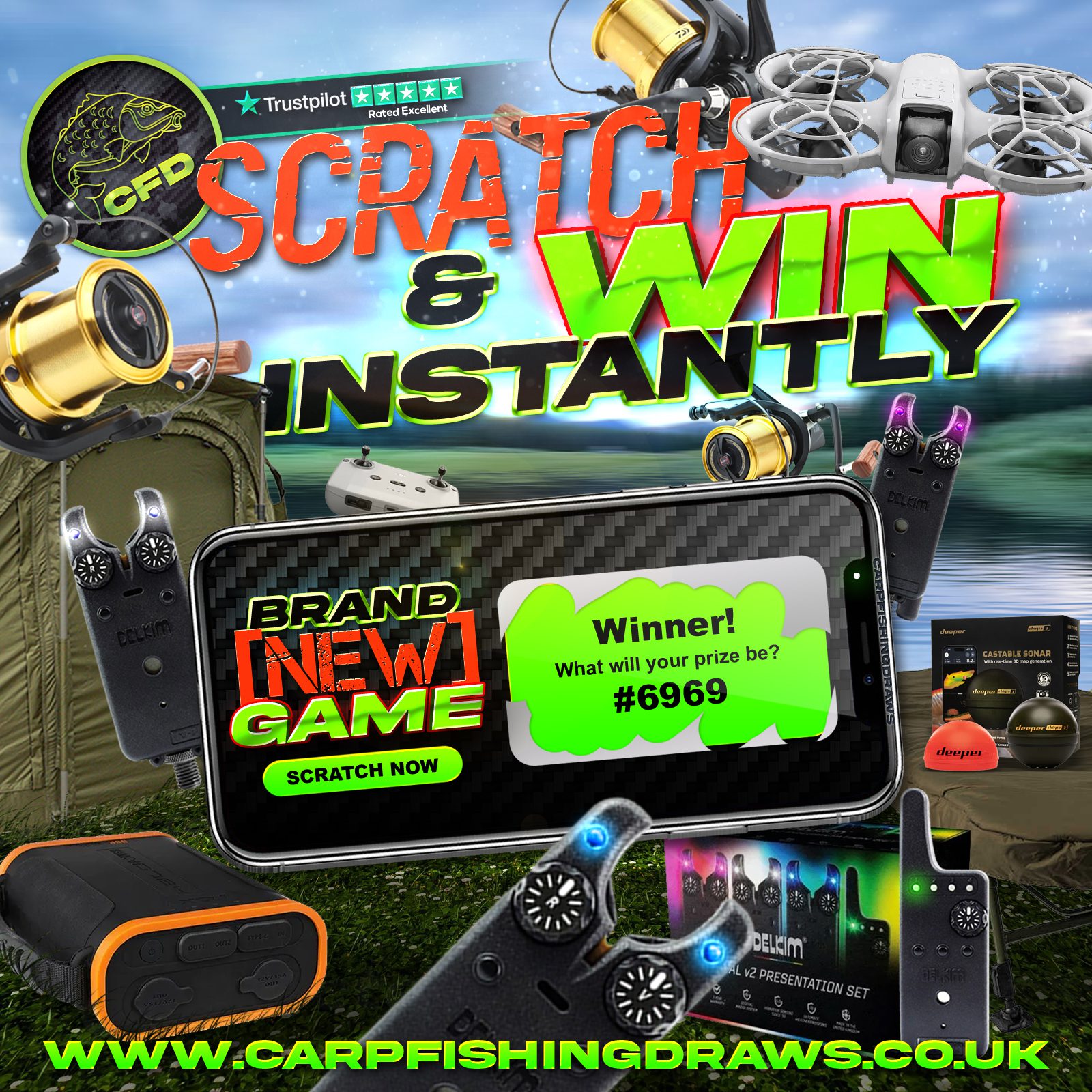 [BRAND NEW GAME] Scratch & Win INSTANTLY – Carp Fishing Draws
